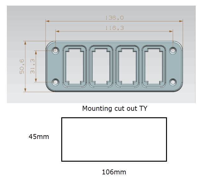 Four-Switch Panel Fascia for TY Switches | Lightforce Australia